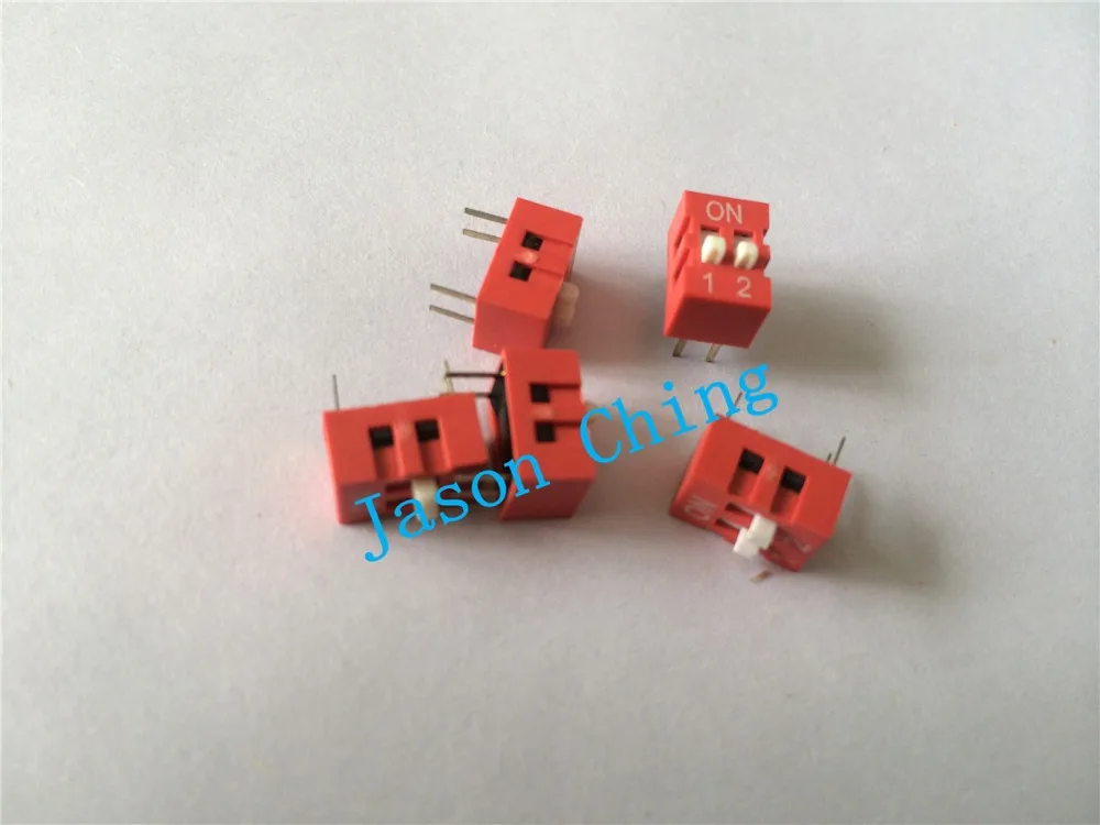 100pcs 2p 2 Position Dip Switch 2.54mm Pitch 2 Row 4 Pin Slide Dip ...
