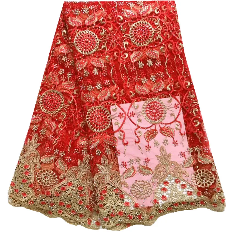 Red Color High Quality Nigerian Lace Fabrics 2017 With Stones African ...