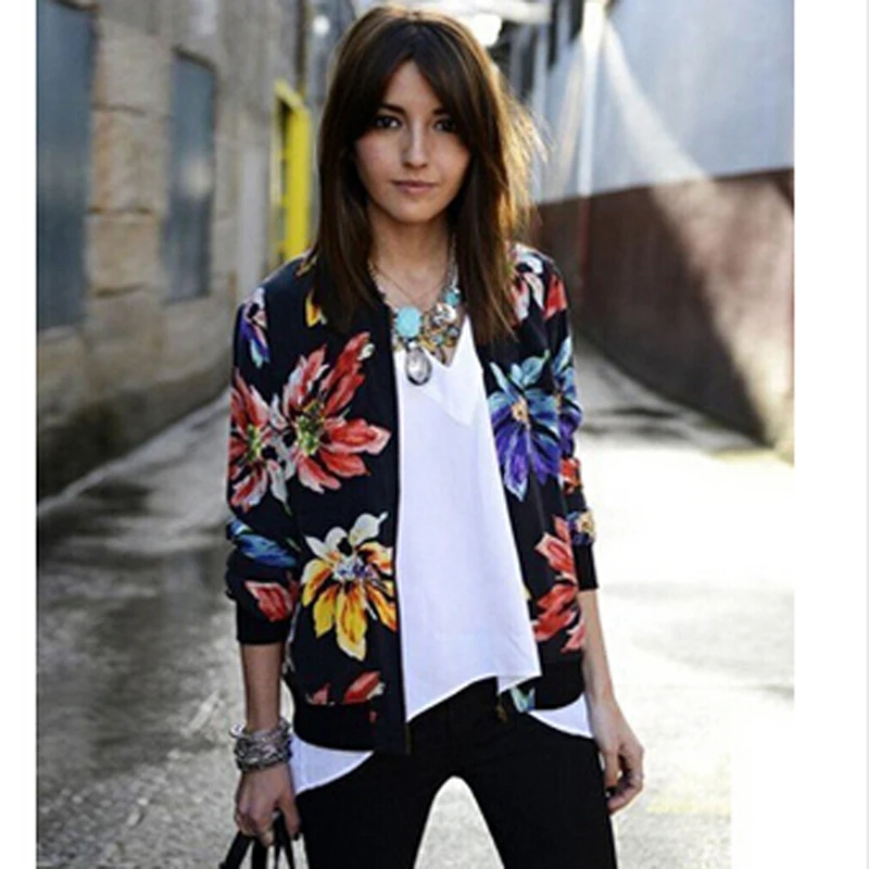 2015 spring autumn ladies jacket, printed flowers embroidered short ...