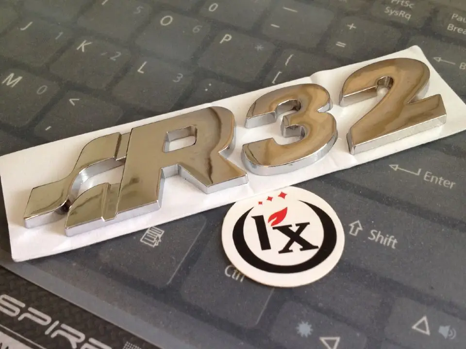10PCS/lot new car styling 3D Metal Chrome R32 Emblem Badge Sticker Car ...