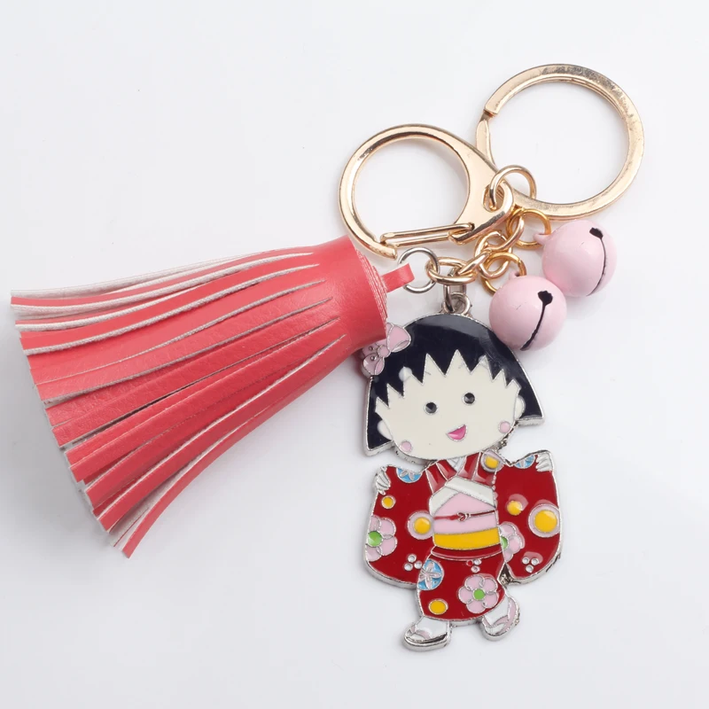 Sakura Momoko Keychain Cute Japan Anime Metal Maruko Key Chain Ring ...