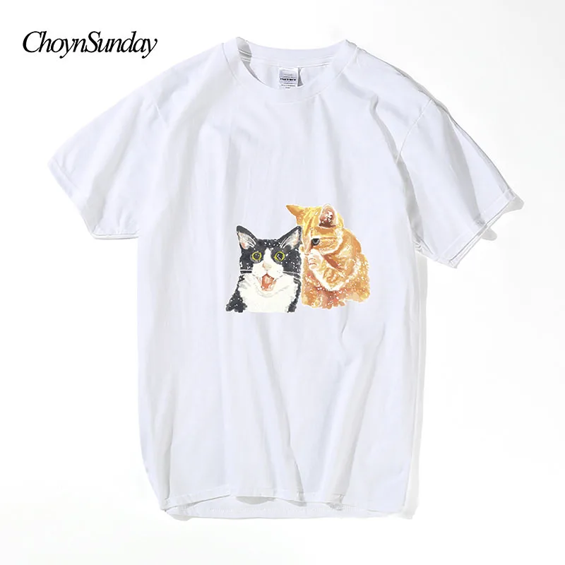 ChoynSunday Cute Cat Man T shirts Creative Man Cotton Short Sleeve ...
