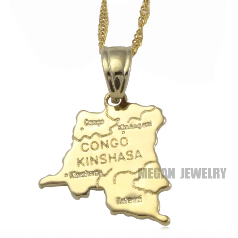 Congo Kinshasa map pendant & necklace for women & men, country map ...