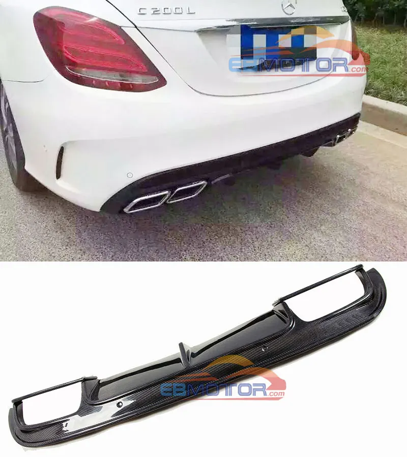 Real carbon fiber rear bumper lip diffuser for BENZ W205 C180 C200 C260 ...
