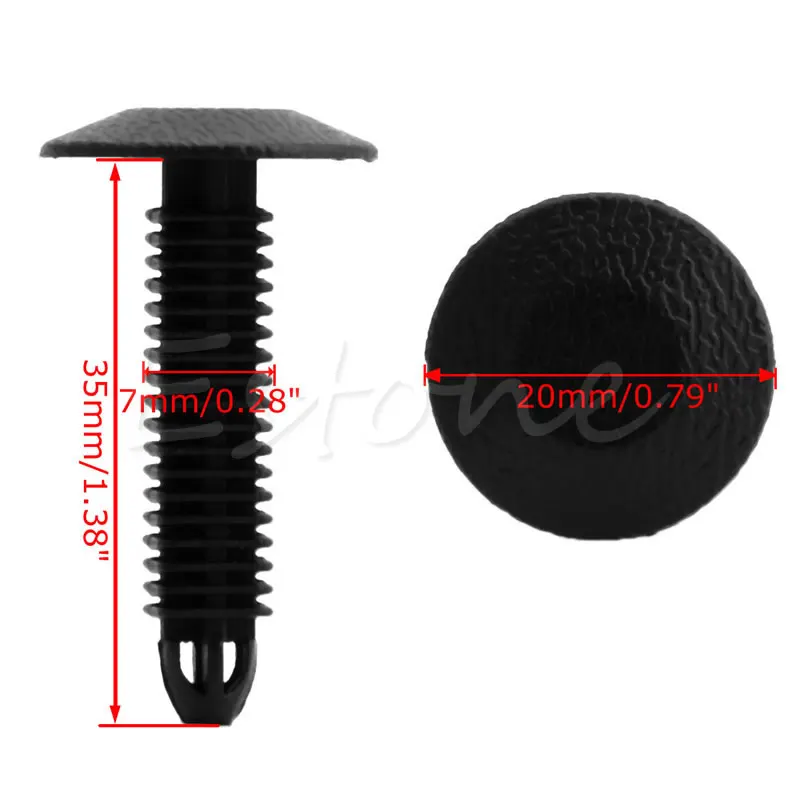 20 Pcs 7mm Hole Plastic Rivets Fastener Push Clips Black for Car Auto ...