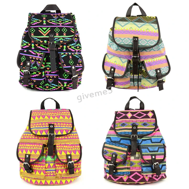 New Vintage Style Floral Rucksack Women Ladies Canvas Backpack School ...