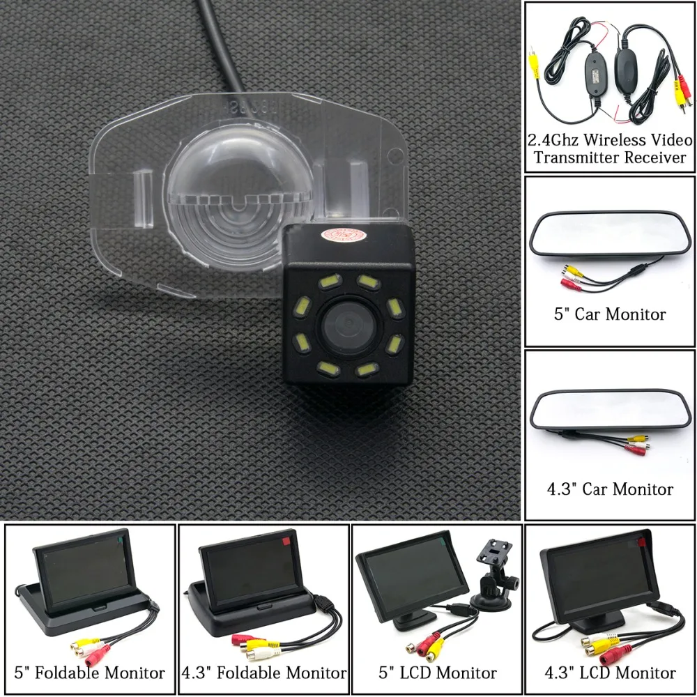 8led Car Parking Rear View Camera 4.3" 5" Mirror Monitor 2.4ghz ...