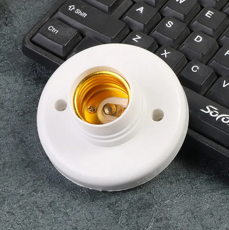 1PCS High Quality E27 lamp holder, Round Lamp Bulb Socket Bases White ...