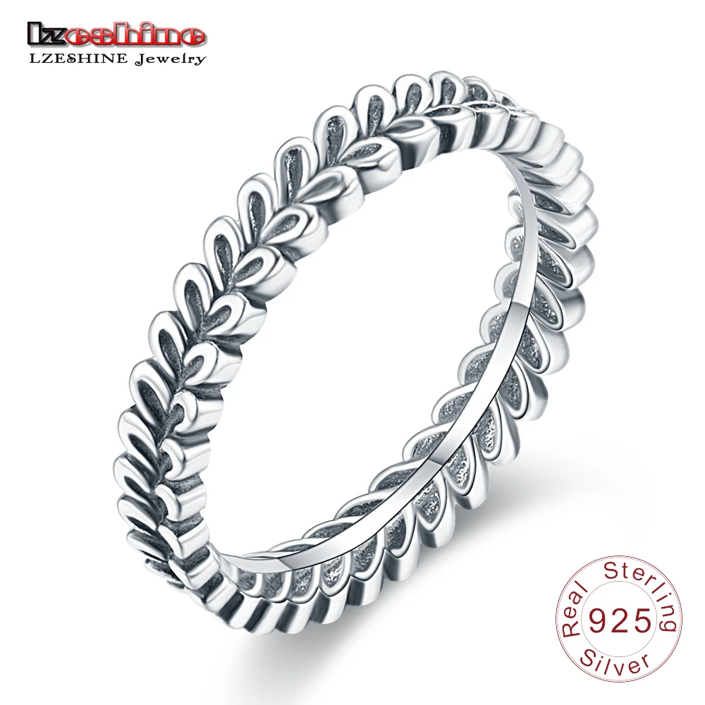 LZESHINE 925 Sterling Silver Leaves Ring Creative Charming Leaf Pattern ...