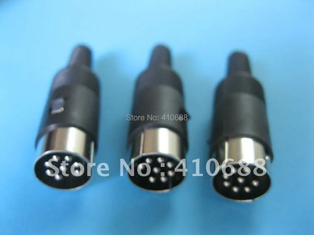100-Pcs-Per-Lot-8-Pin-DIN-Plug-Connector-with-Plastic-Handle-Male-Hot ...
