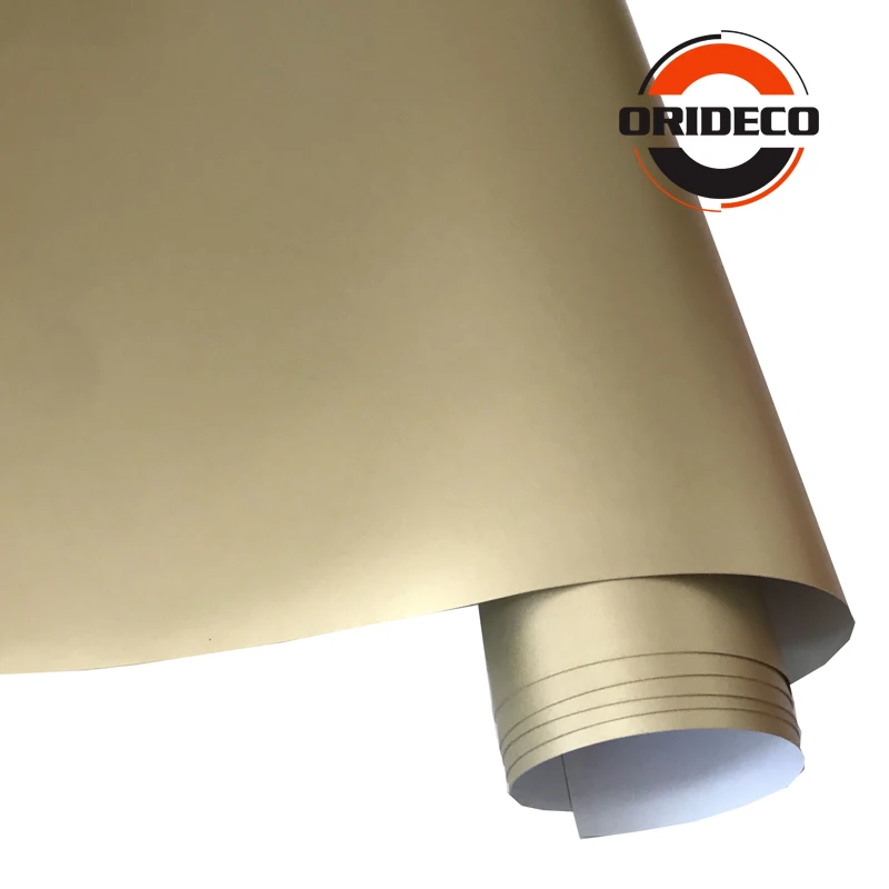 50cm-100-150-200-300-500cm-Satin-Champagne-gold-Vinyl-Matte-Metallic ...