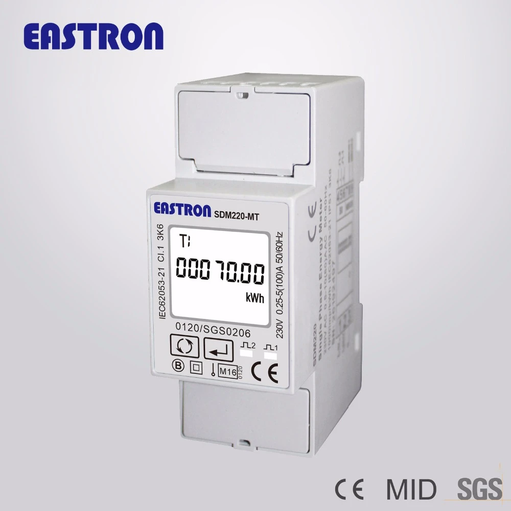 Sdm220mt Multi-tariffs Single Phase Din Rail Kwh Meter With Pulse ...