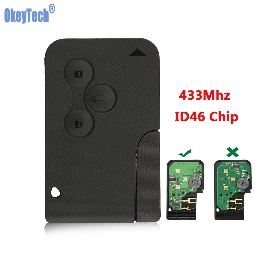 OkeyTech – carte clé télécommande intelligente 433mhz, transpondeur id46 pcf7947, avec 3 boutons ...