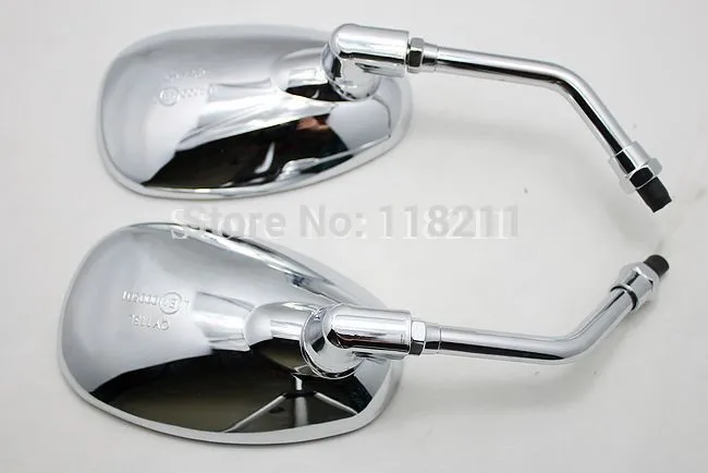Pair Chrome Rectangle Rear View Mirrors 10mm Right Thread For Cruiser