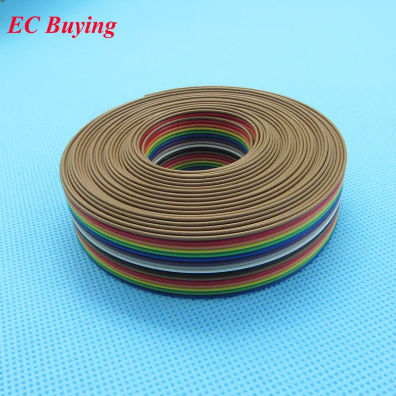 10meters/lot ribbon cable 16 WAY Flat Color Rainbow Ribbon Cable wire ...