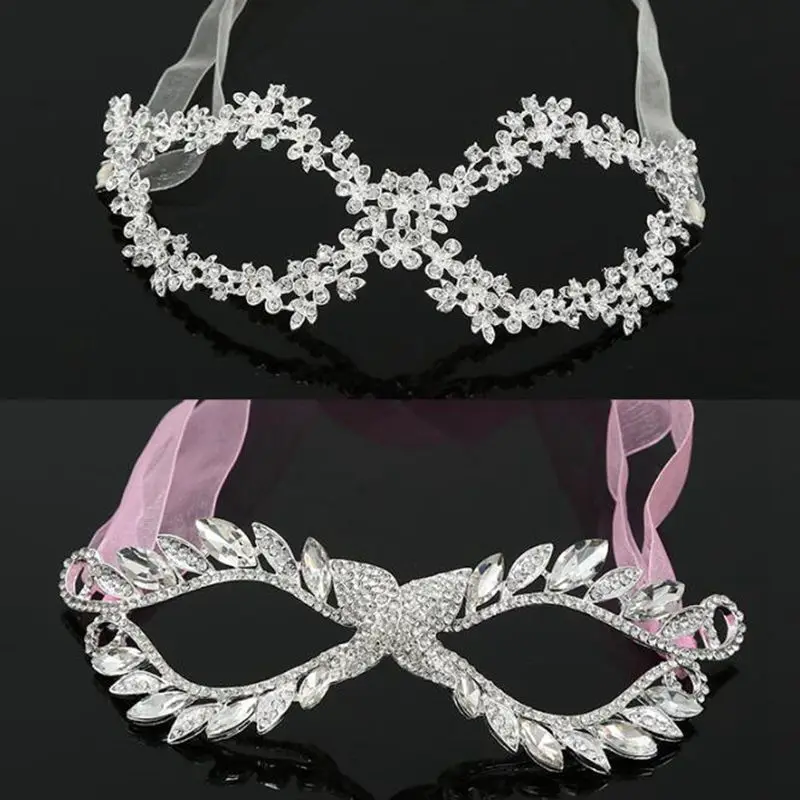 GNHYLL Luxury Elegant Diamond Rhinestone Mask Sexy Hallowmas Venetian ...