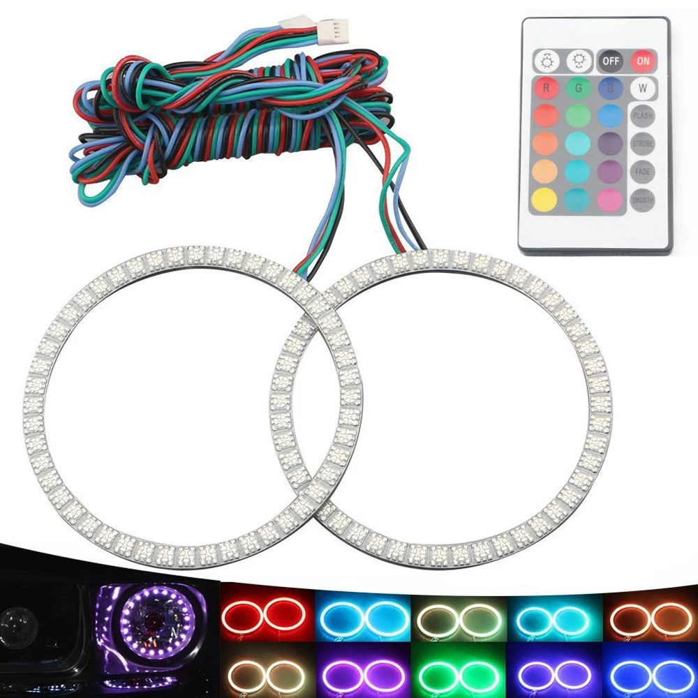 1Set LED Angel Eyes RGB Muti color 5050 SMD Headlight Rings With 24 ...