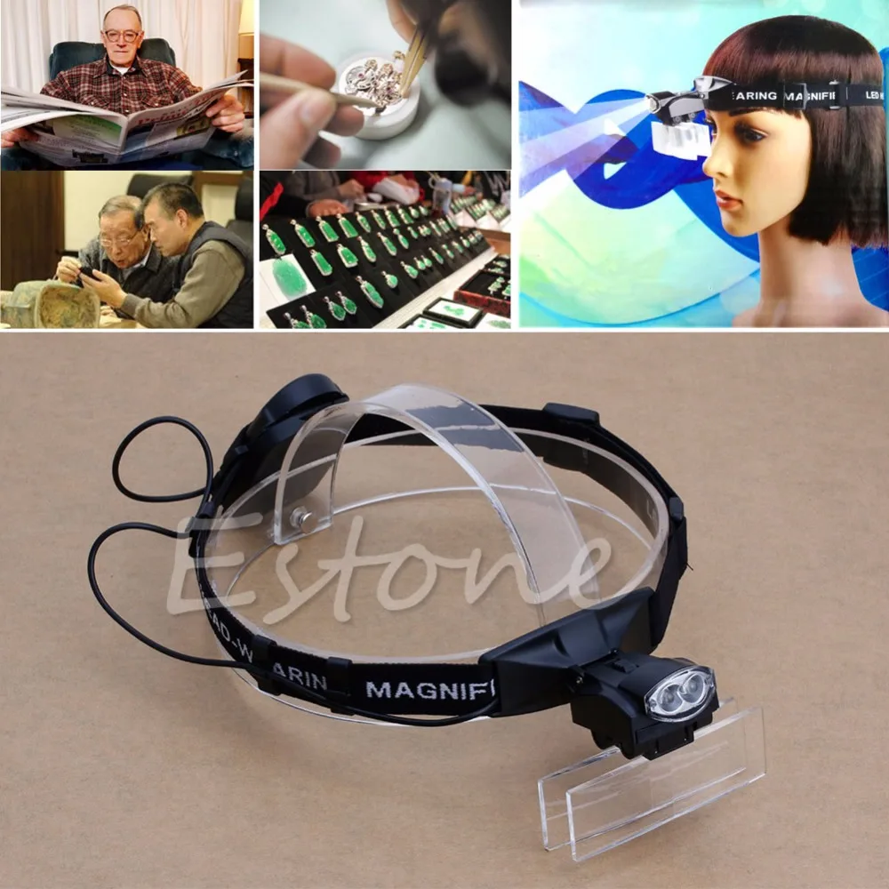5Lens LED Light Lamp Loop Head Headband Magnifier Magnifying Glass ...