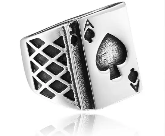 316l Stainless Steel Rings Playing Card Ace Of Spades Rings High ...