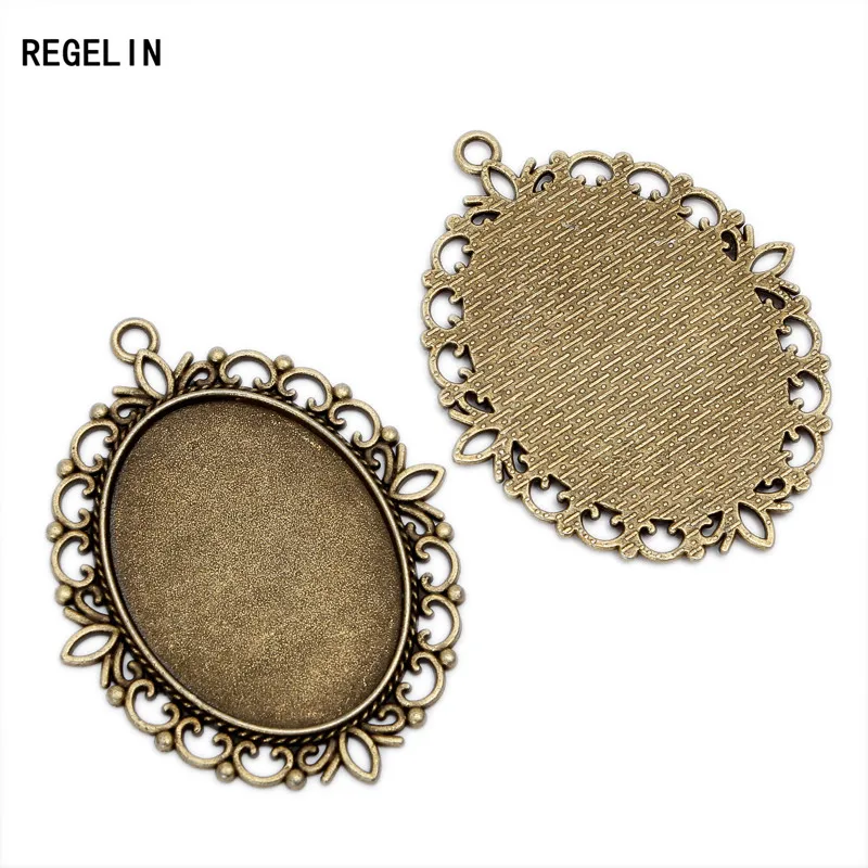 REGELIN 5pcs Pendant Settings Cabochons Bases Blank Bezel Trays Fit ...