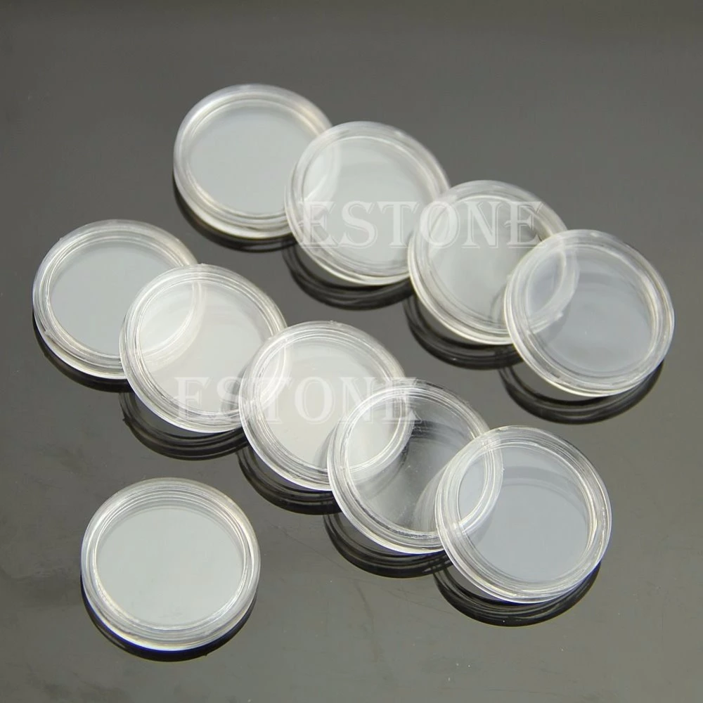 New 10pcs 21mm Clear Round Cases Coin Storage Capsules Holder Round ...