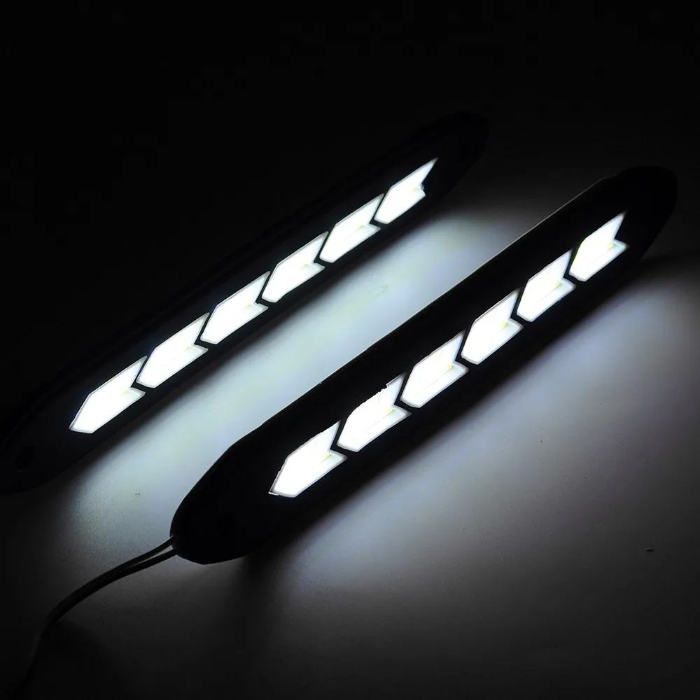 2Pcs LED Car Daytime Running Light White Universal Daylight DRL Fog ...