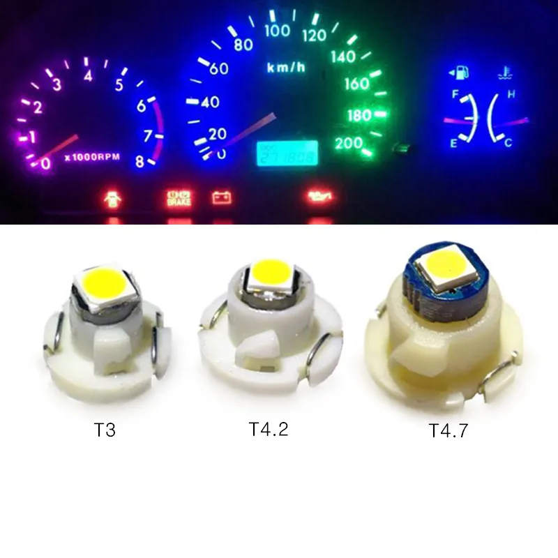 10x T3 T4.2 LED 3030 SMD Car Cluster Gauges Dashboard White Ice Blue ...