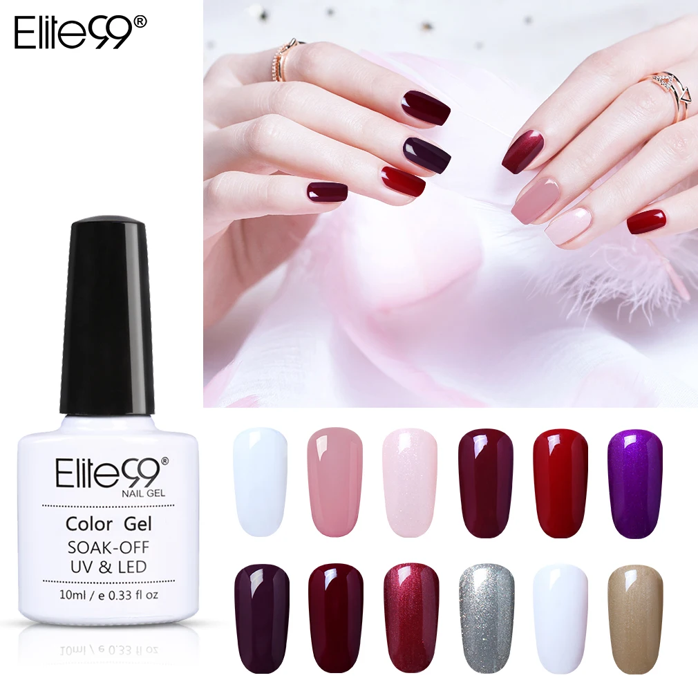 Elite99 58 Reine Farben 10ML Reine Gel Tränken Weg UV Gel LED Nail art ...