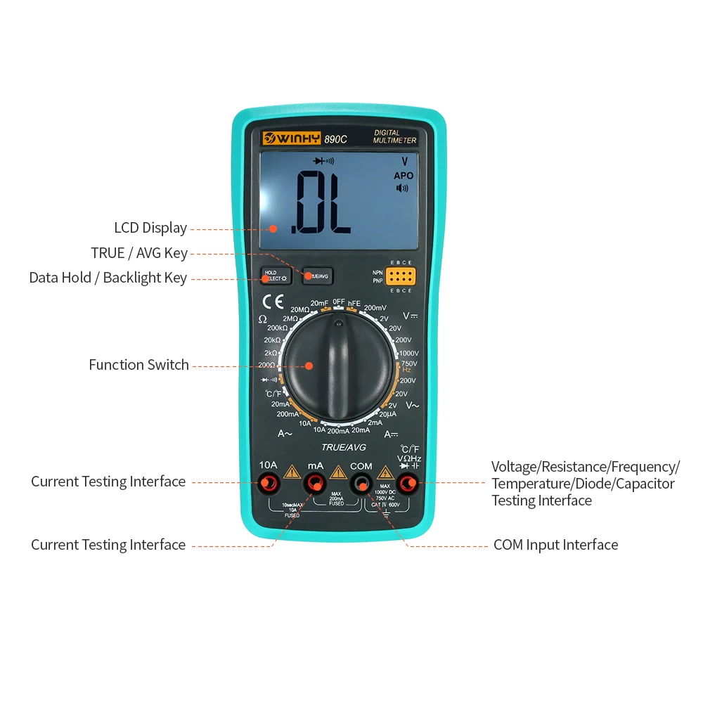 Temperature Instruments LCD Digital True RMS Multimeter Detector DC/AC ...