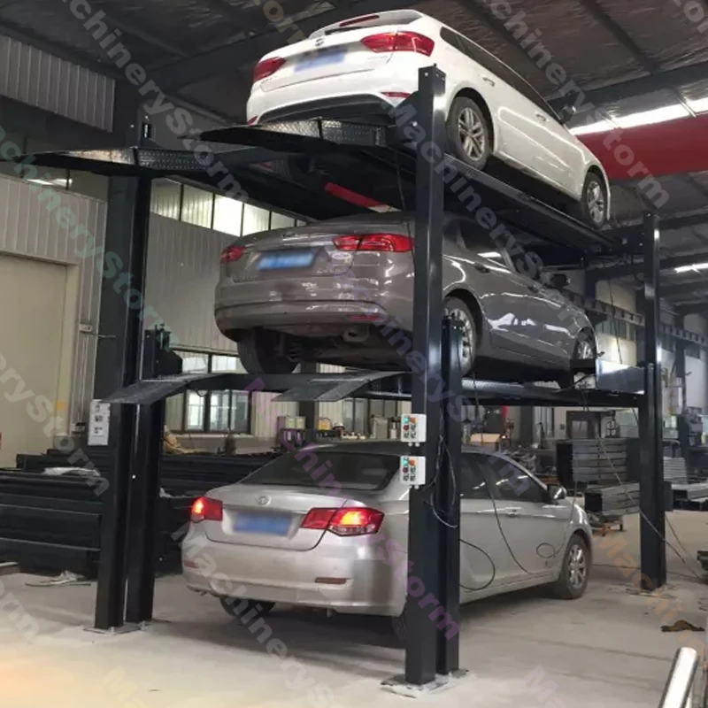 Triple stacker car lift for 3 cars parking Double Four Post Hydraulic ...