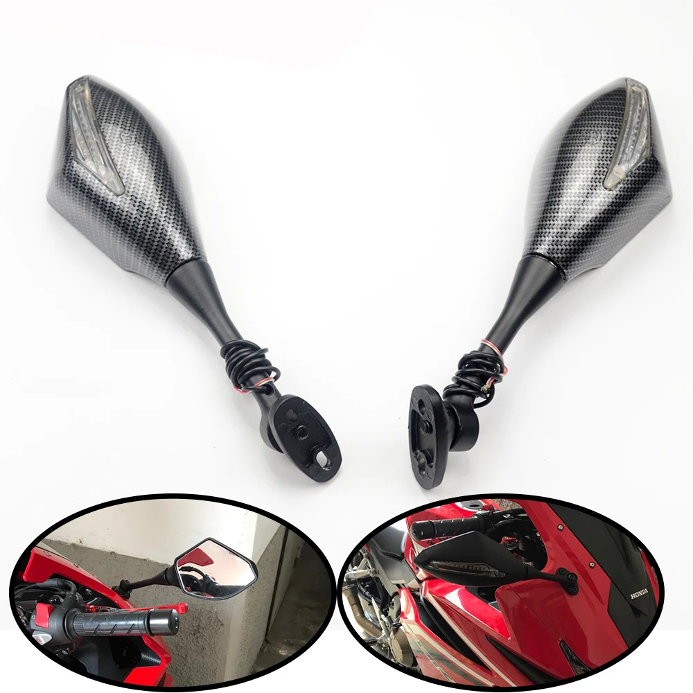 Evomos Motorcycle Led Turn Signal Mirrors Side Rear View Mirror For