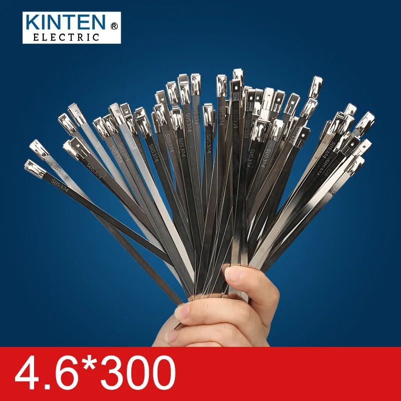 100pcs 4.6mmx300mm STAINLESS STEEL ZIP CABLE TIES Strap LOCK TIE WRAP ...