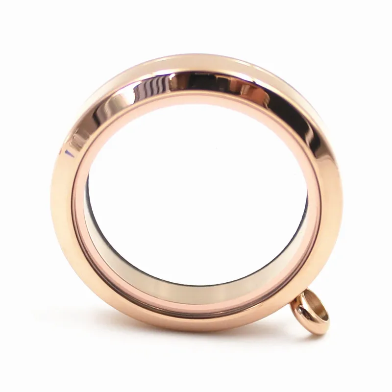 Plain Screw Rose Gold Stainless Steel Floating Locket Pendant Living ...