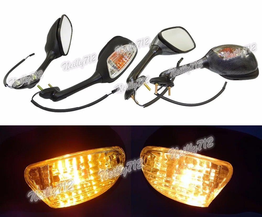 waase Left & Right LED Turn Signal Rear View Mirror For Suzuki GSXR1000 ...
