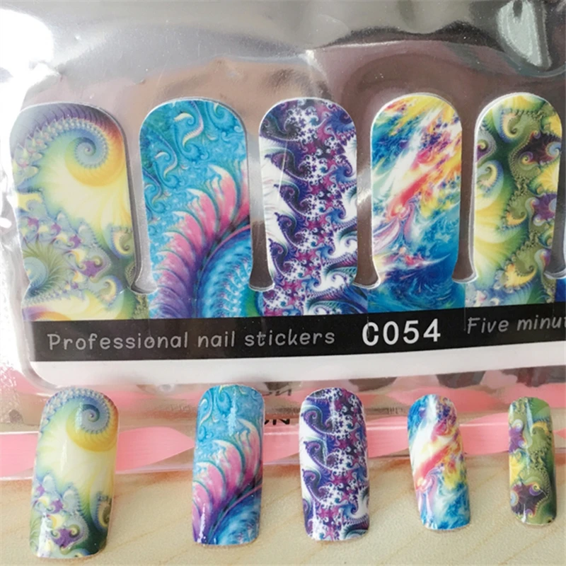 2 packs beauty patterns full cover adhesive stickers Nail Art Sticker ...