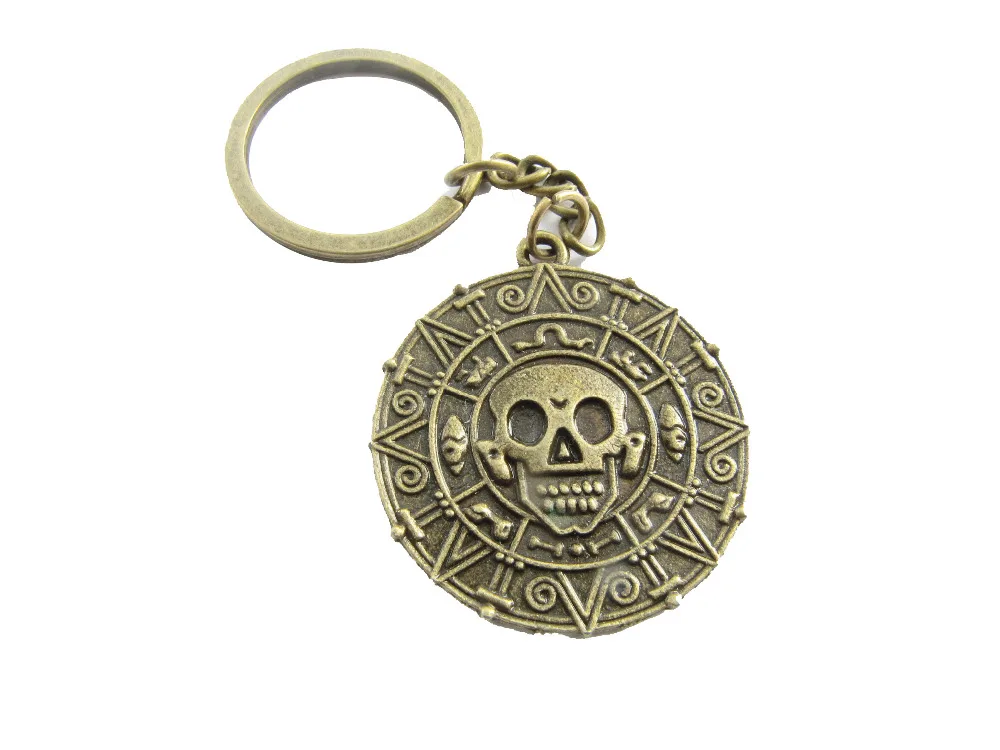 2pcs / lot Vintage Style Pirates of the Caribbean Coin Pendant Keychain ...