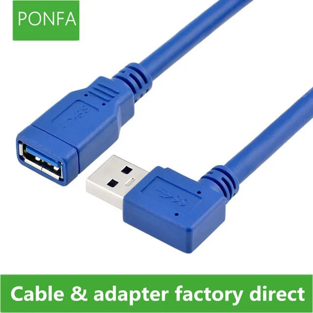 USB 3.0 Right / Left Angle 90 Degree Extension Cable Male To Female ...