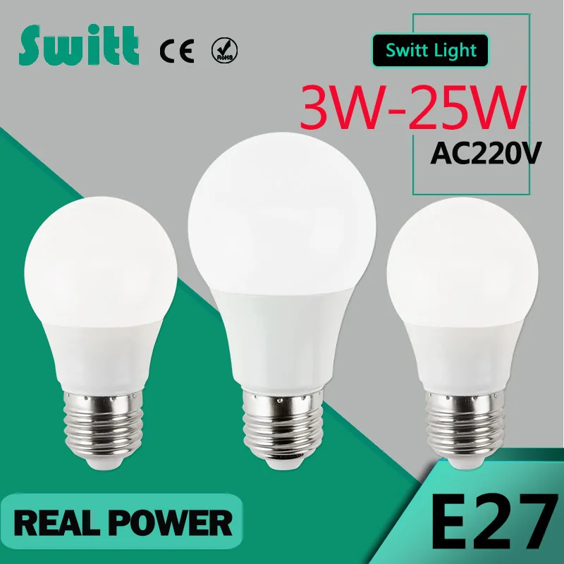 Paquete de 10 Lámpara Led de potencia Real E27 bombilla LED de 220V ...