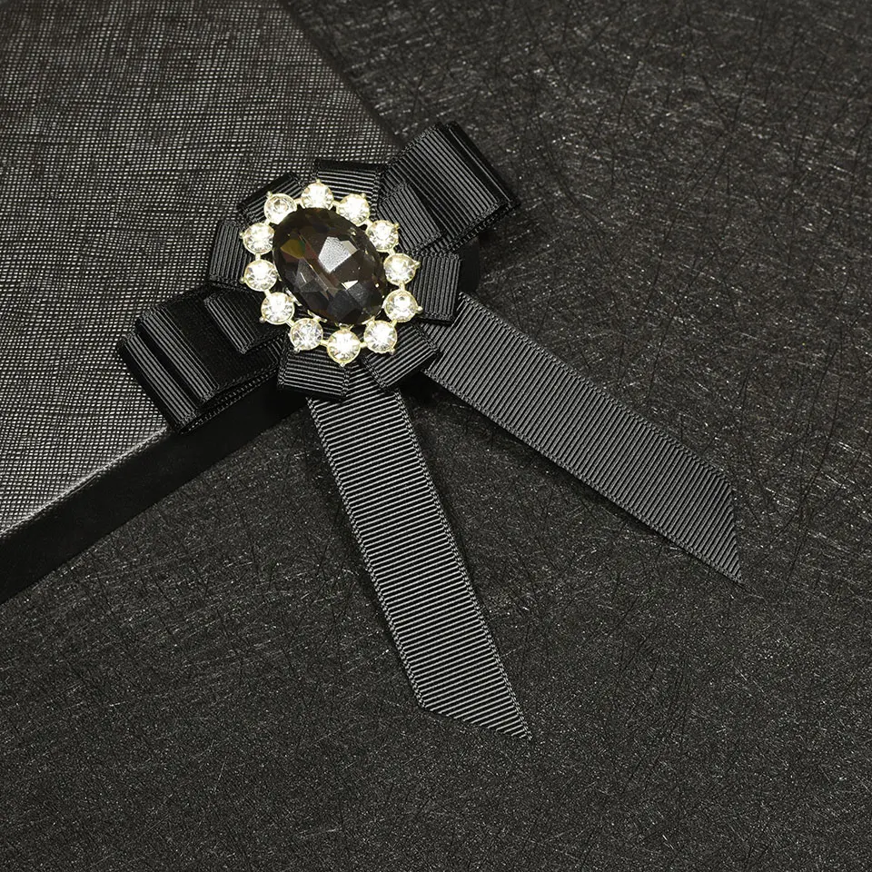 I Remiel Ribbon Tie Bow Brooch Fabric Crystal Flower Pins And Brooches