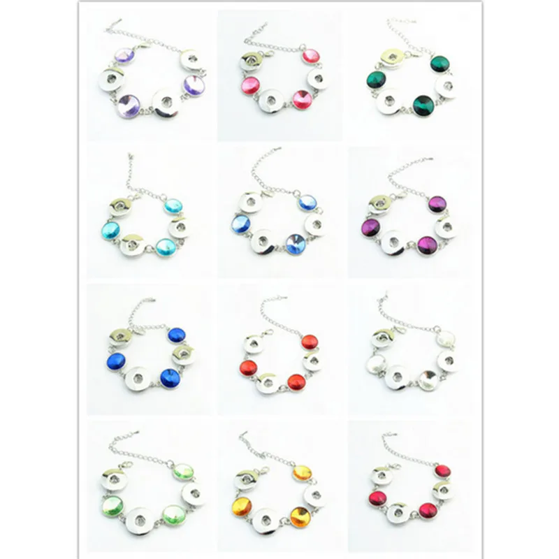 Hot Sale 12 Month Crystal Birthstones 18mm Snap Button Bracelet For ...