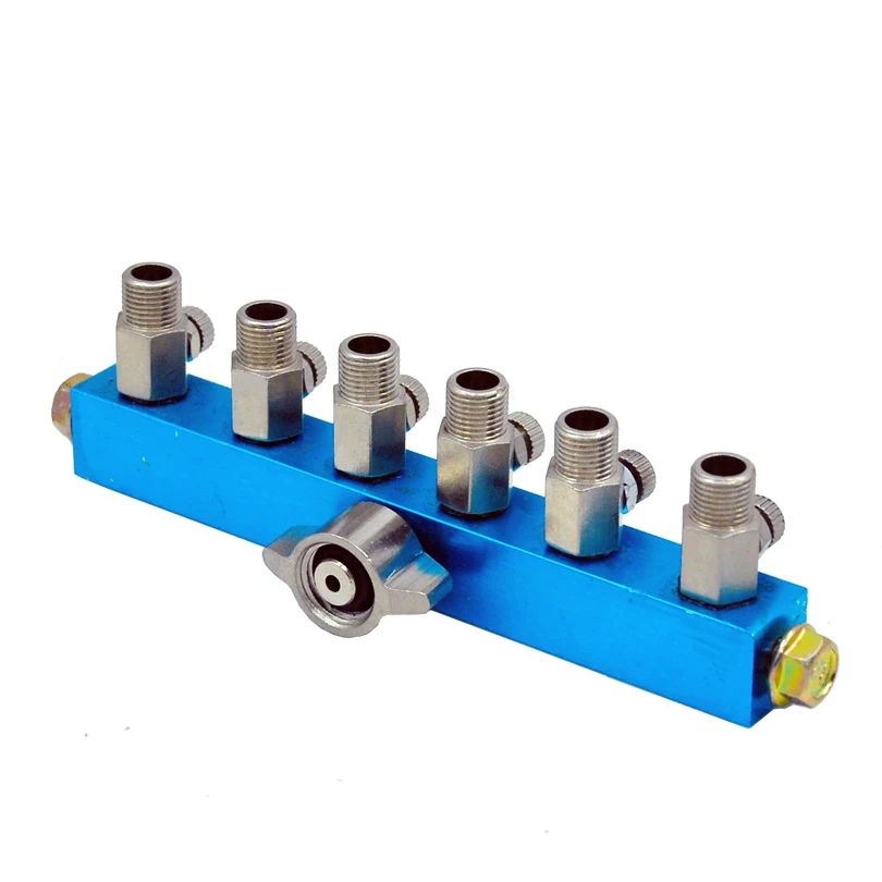 6 Way Airbrush Air Hose Splitter and Regulated Metering Manifold, one 1 ...