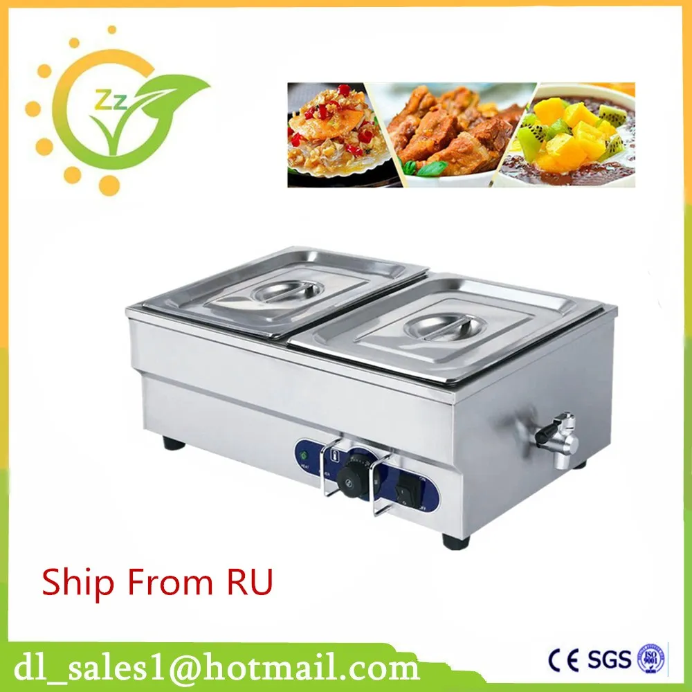 Hot Sale 2 Pan Stainless Steel Bain Marie Food Warmer With Drain Tap 2* ...