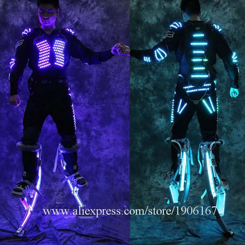 Ropa de Robot con zancos luminosos Led a todo Color, ropa iluminada con ...