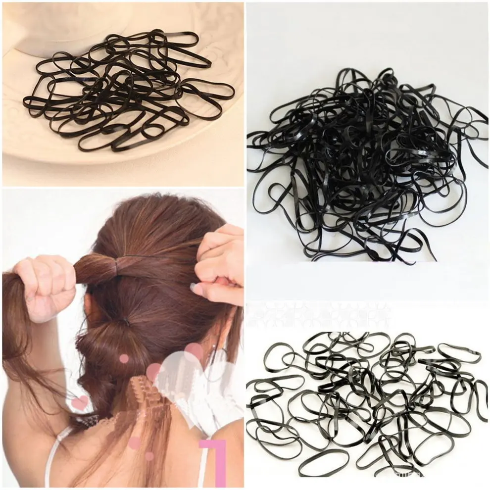 New 5PCS 2 SET Black Elastic Rubber Band Hair Band Tie Braids Hair Ring ...