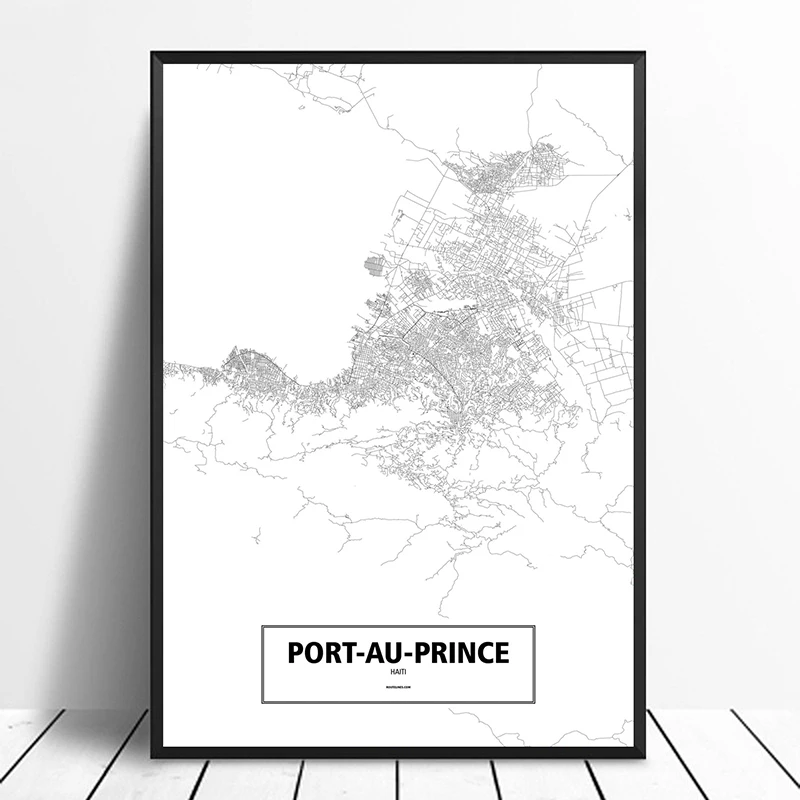Port-au-prince-haiti-siyah-beyaz-zel-d-nya-ehir-haritas-posteri-tuval ...