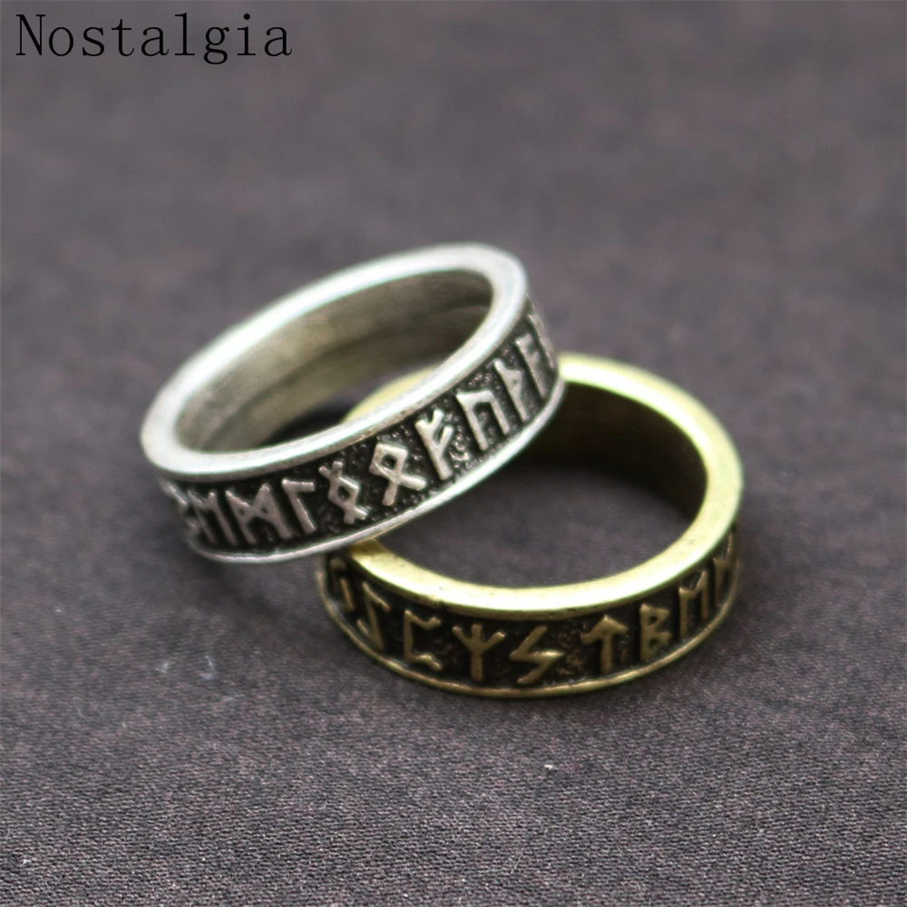 Nostalgia Punk Fashion Retro Viking Rune Ring With Elder Futhark Runes ...