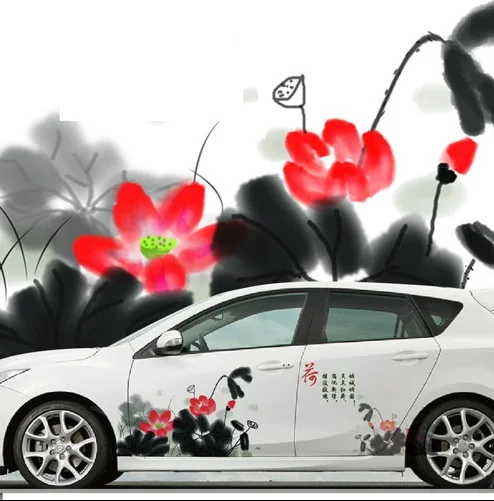 Customization Car Styling Chinese Ink Flower Tailor made Stickers Car ...