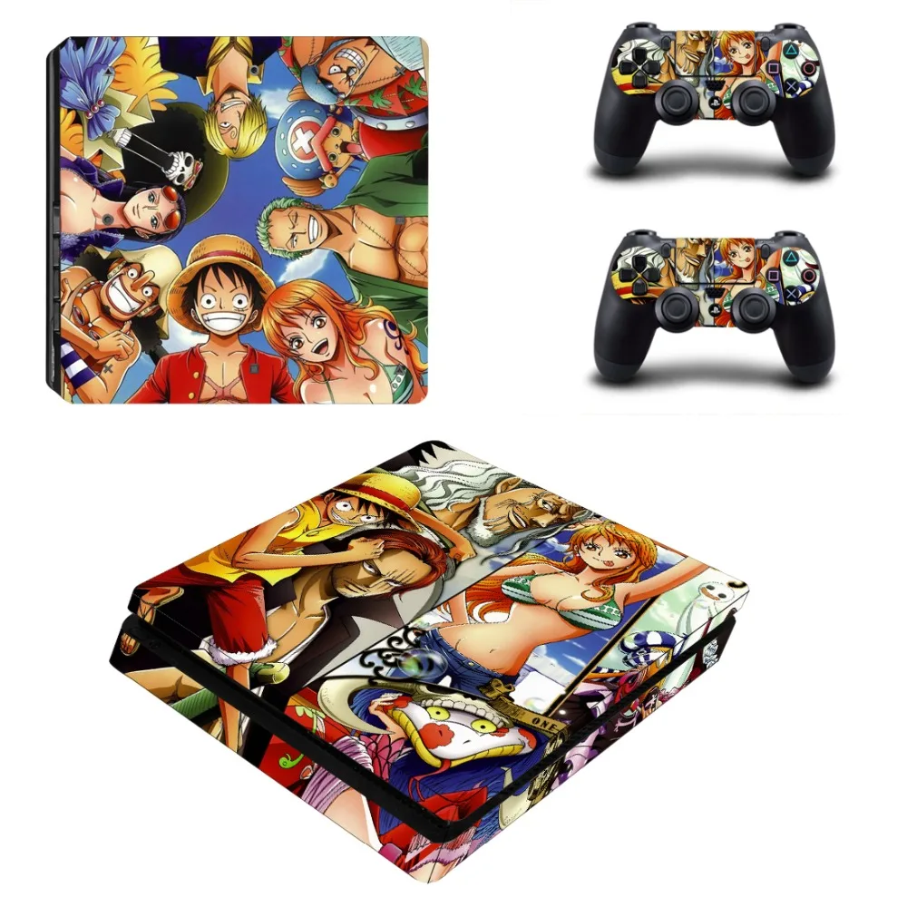One Piece Skin Sticker for PS4 Slim Console and Controllers Vinyl Decal ...