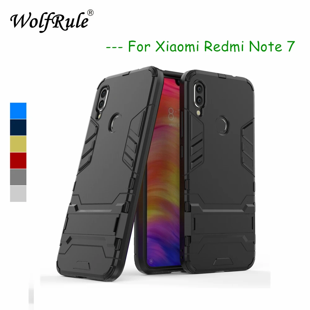 Capa de silicone para xiaomi redmi note 7, capa com suporte de plástico ...