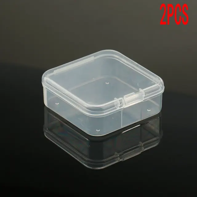 5.5x5.5x2.1cm square Plastic Storage Box Jewelry Container Transparent ...